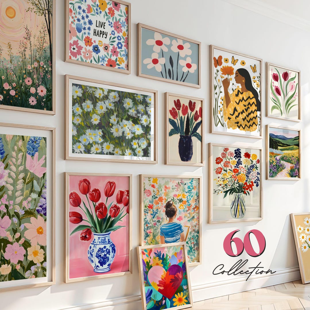 Flower Wall Art Prints, Colorful Floral Gallery Set, Modern Wildflowers ...