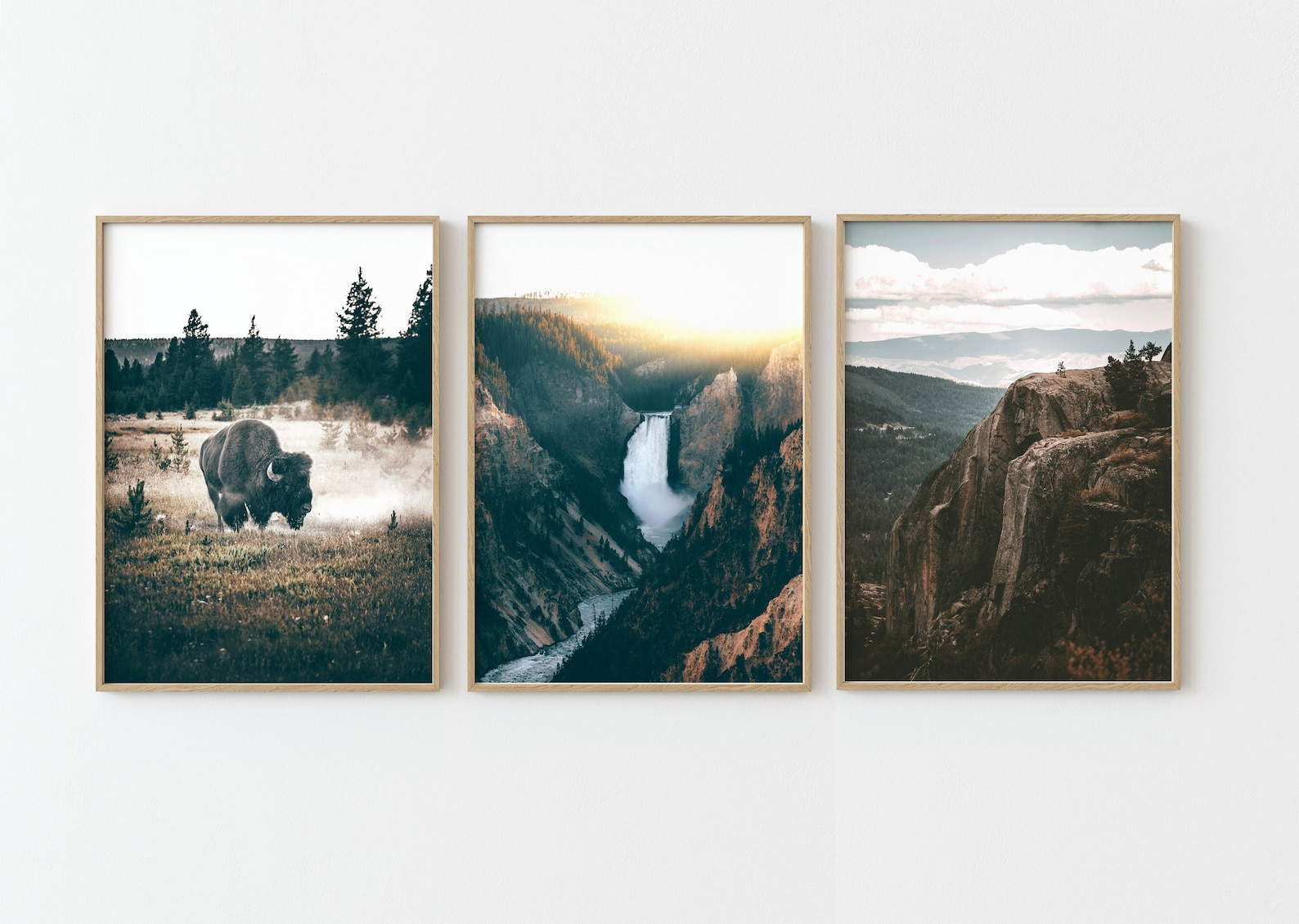 Yellowstone Prints Set of 3, National Park Wall Art, Grand Canyon ...