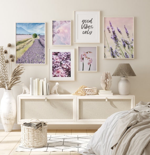 Purple Gallery Wall Prints Purple Floral Prints Set of 6 - Etsy