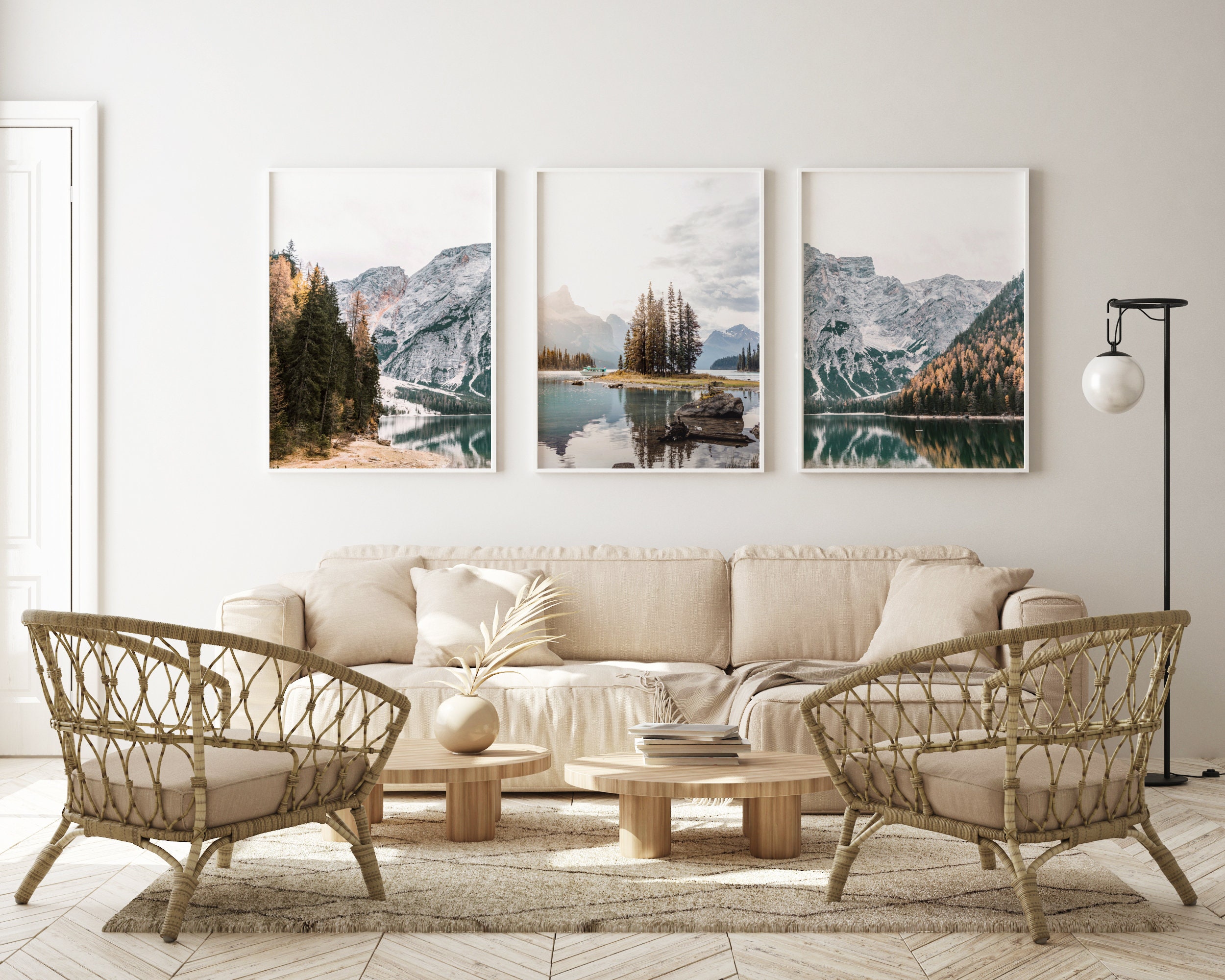 Lake Landscape Prints Set, Gallery Set of 3 Prints, Canada Triptych ...