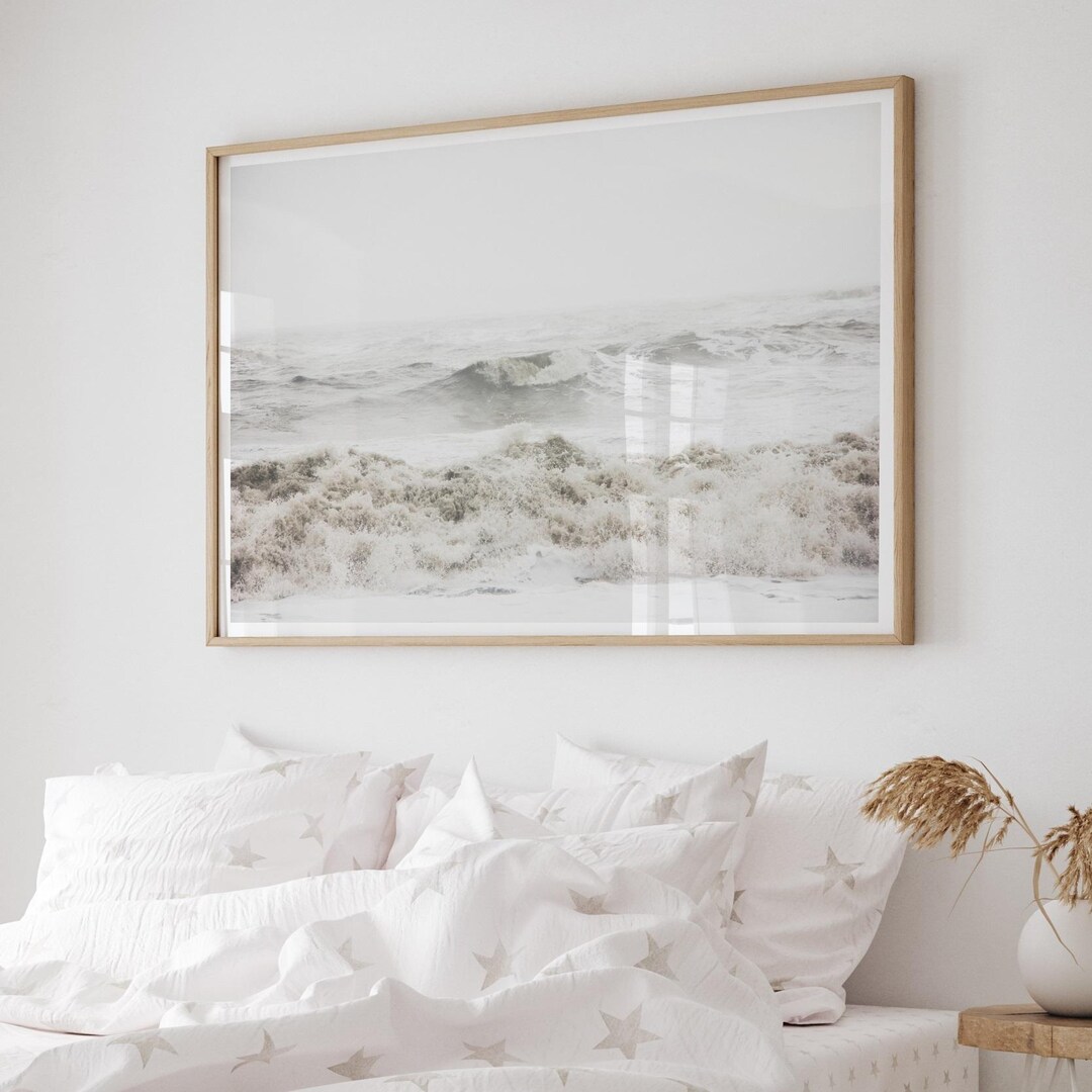 Muted Ocean Waves Print, Pastel Ocean Photography, Earthy Tones Coastal ...