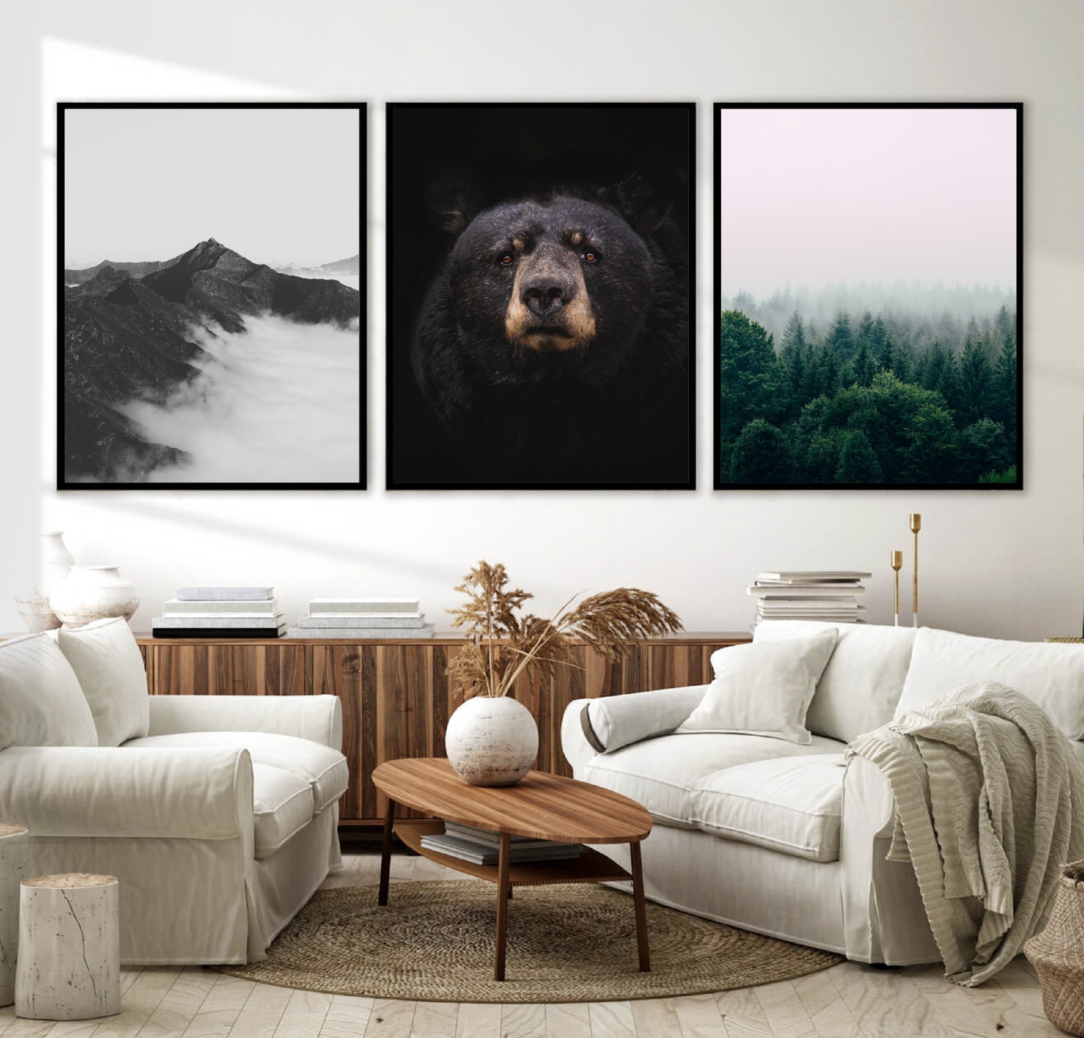 Wildlife Nature Prints, Wild Forest Print Set of 3, Bear Photography ...