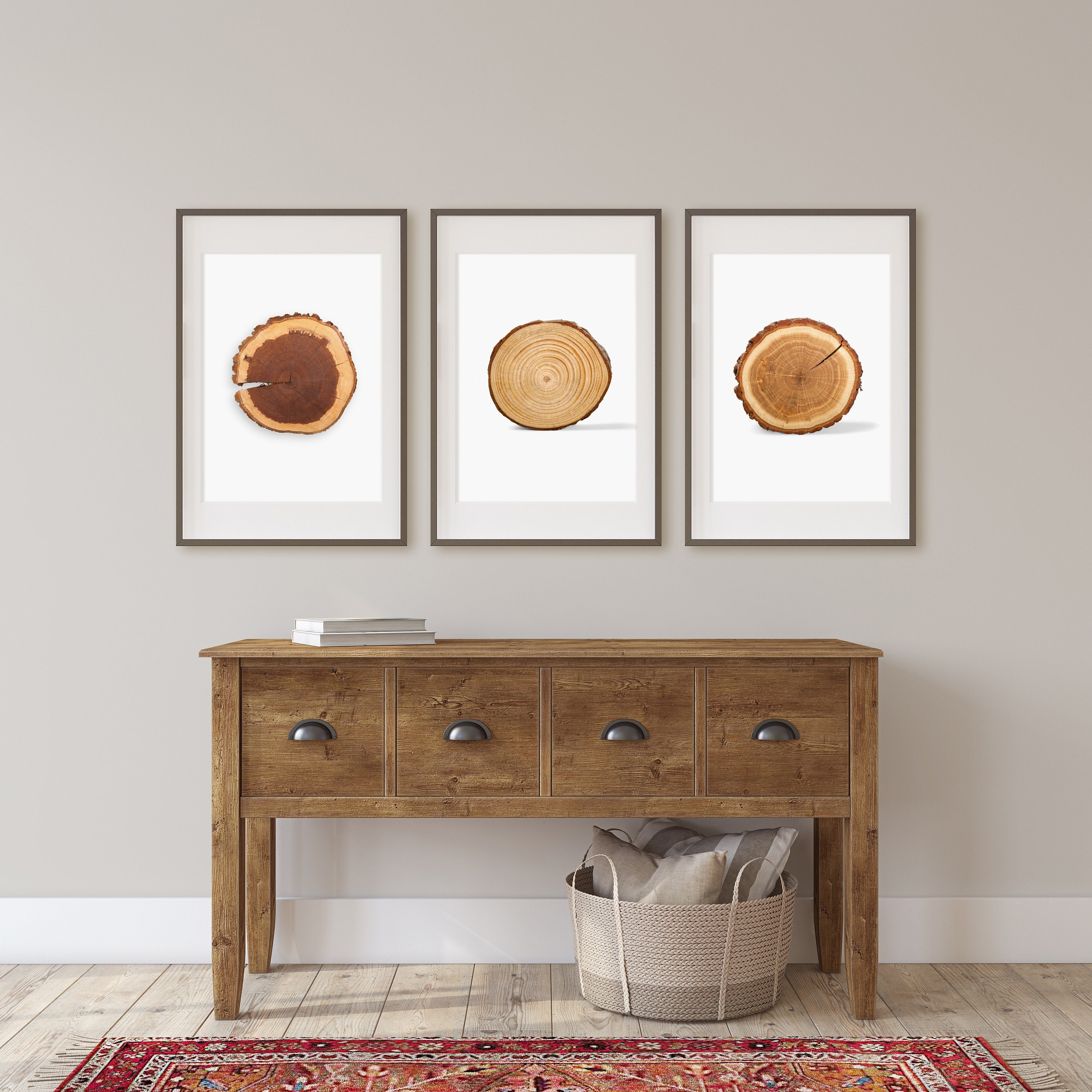 Tree Rings Wall Art Set of 3 Prints Digital Files Tree Log | Etsy