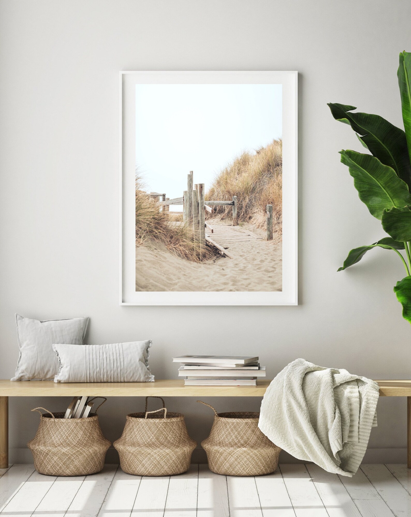 Neutral Coastal Print Beach landscape poster Pastel Dried | Etsy