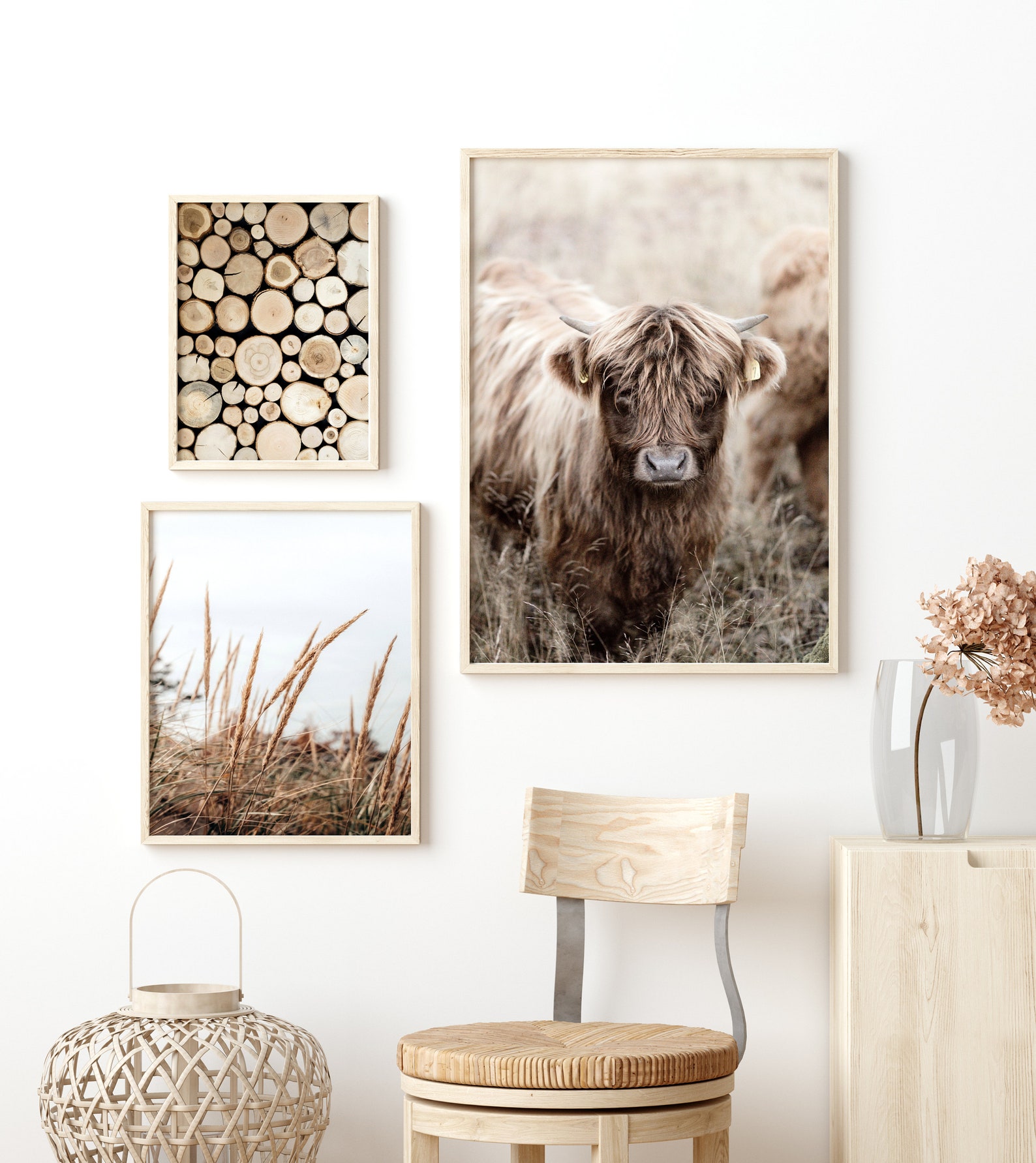 Rustic Gallery Wall Set of 4 Prints Highland Cow Prints Set | Etsy