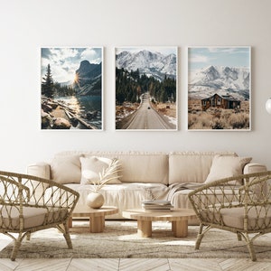 Nature Prints Set of 3, Landscape Road Print, Rustic Barn Prints ...