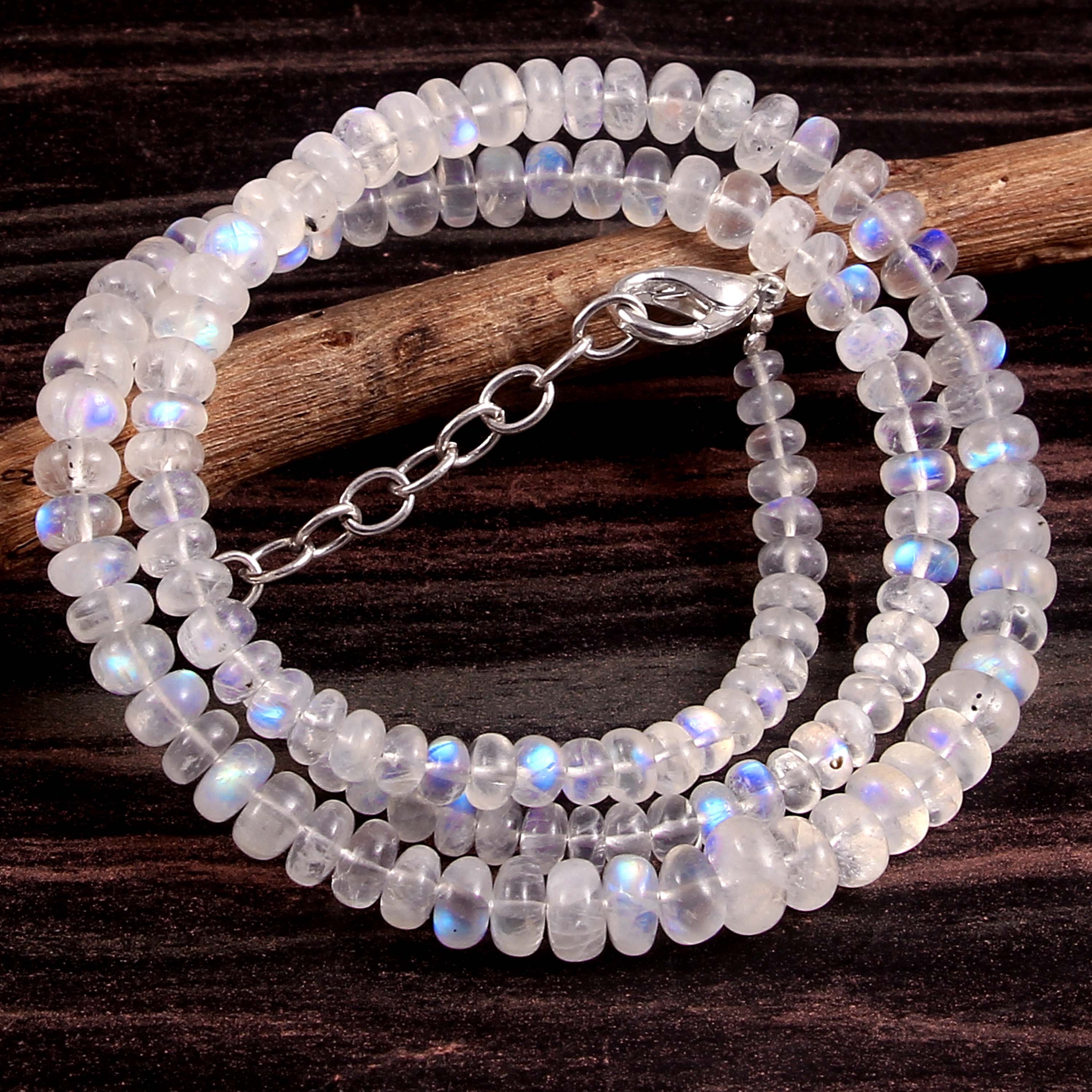 AAA 100% Natural Blue Fire Moonstone Bead Necklace Rainbow - Etsy