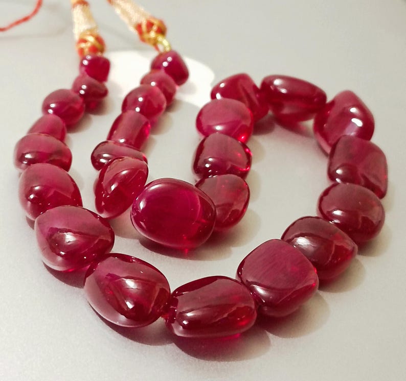 Extremely Gorgeous- Rarest Ruby Smooth Oval Tumble Beads Natural Ruby ...