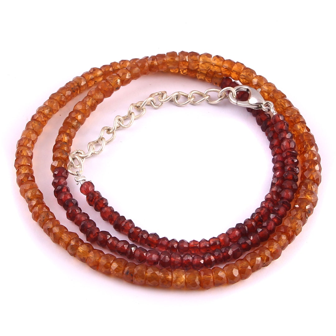 100% Natural Hessonite Beads Necklace Hessonite Faceted Beads Necklace ...