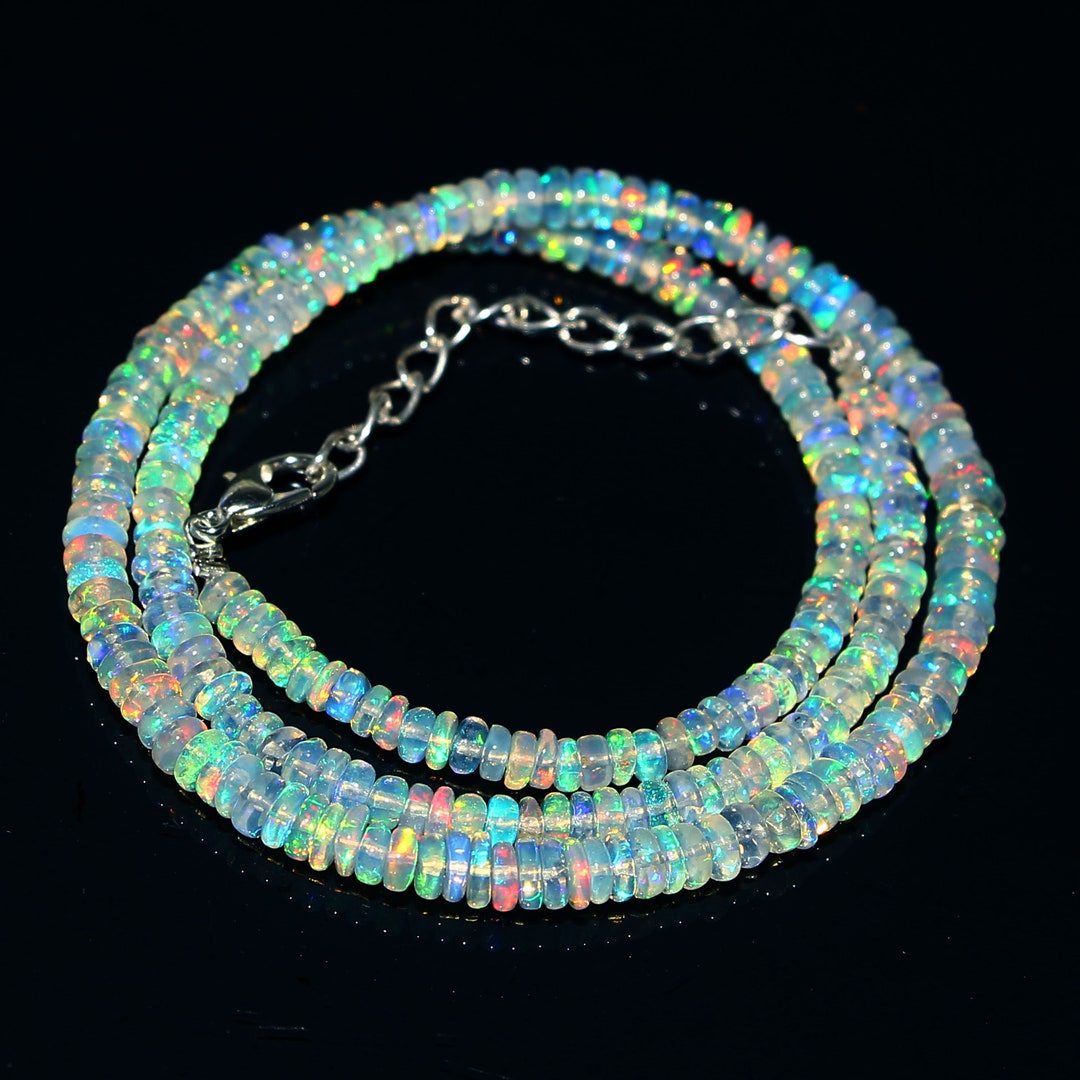 Natural Ethiopian Welo Fire Opal Smooth Rondelle Beads | Opal Rondelle ...