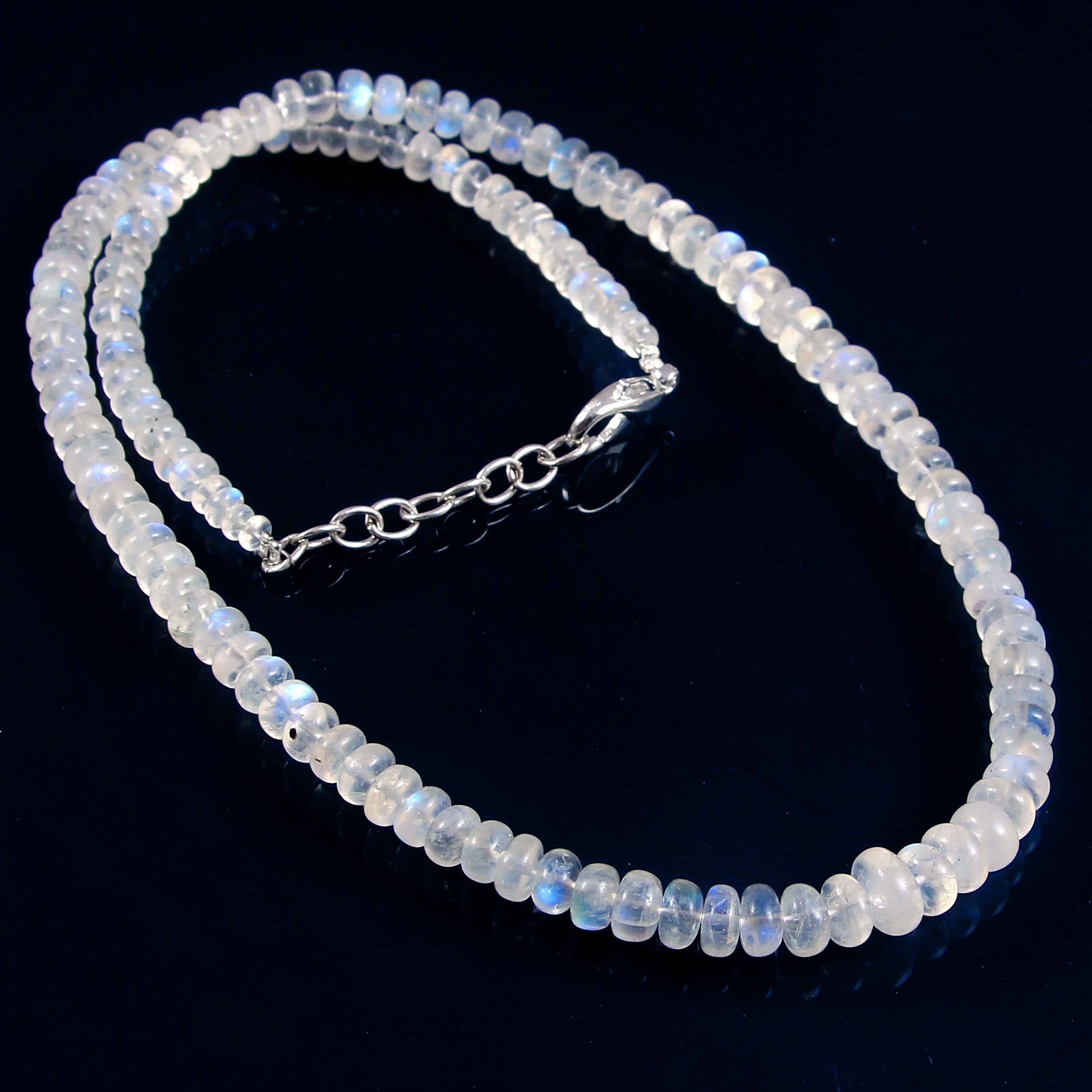 AAA 100% Natural Blue Fire Moonstone Bead Necklace Rainbow - Etsy