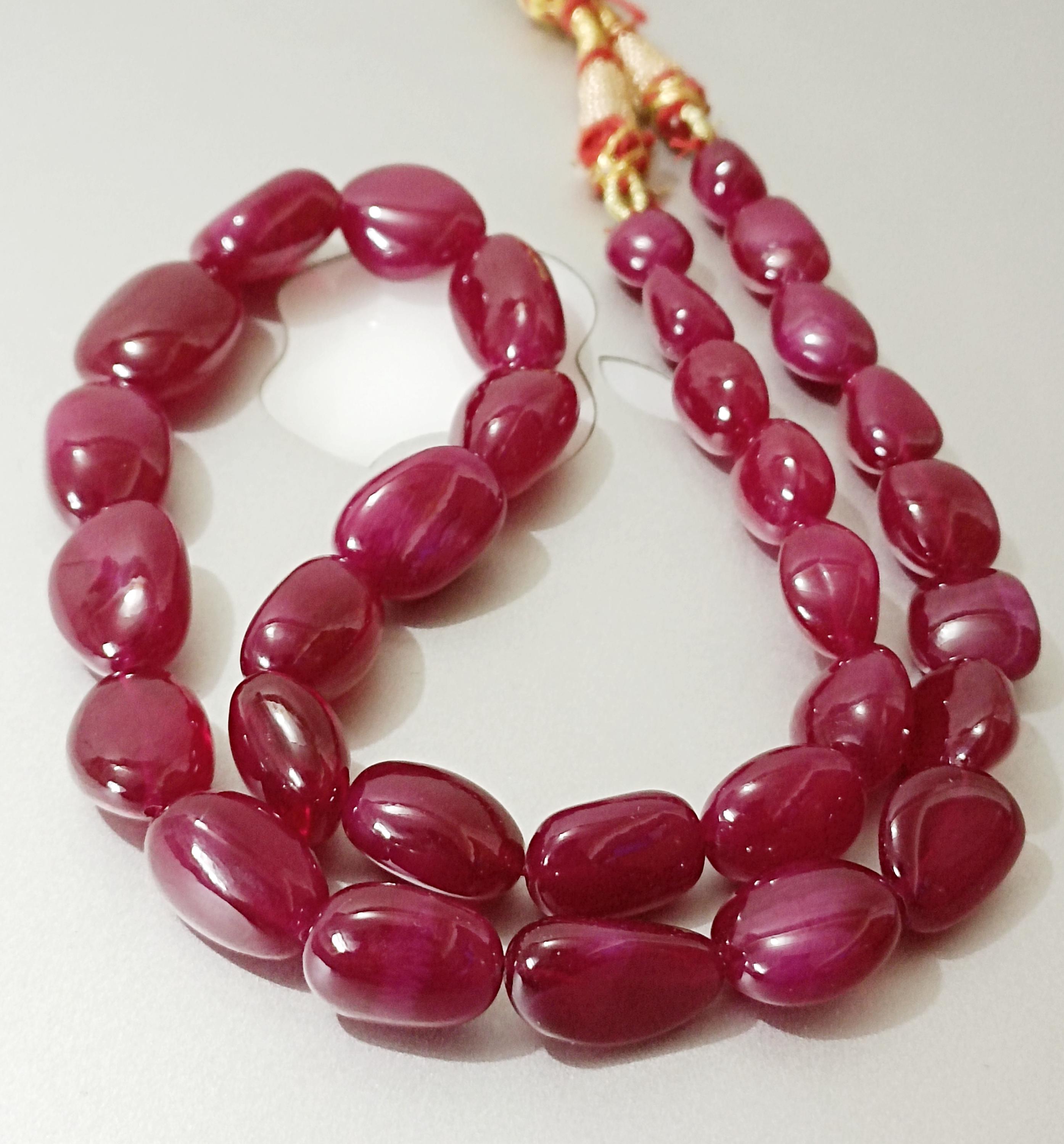 Extremely Gorgeous- Rarest Ruby Smooth Oval Tumble Beads Natural Ruby ...