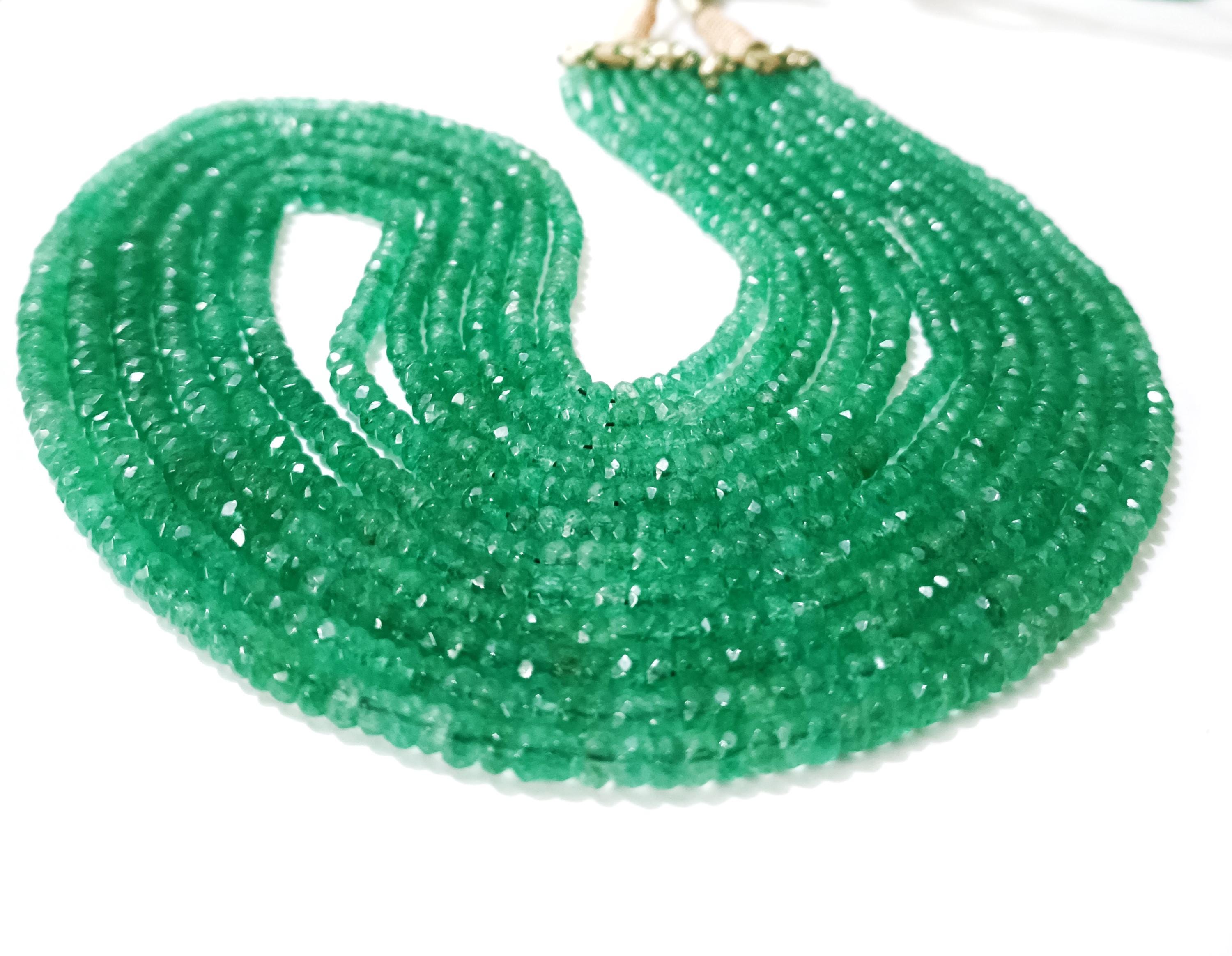 EMERALD NECKLACE| Top Quality Natural Emerald Faceted Rondelle Beads ...