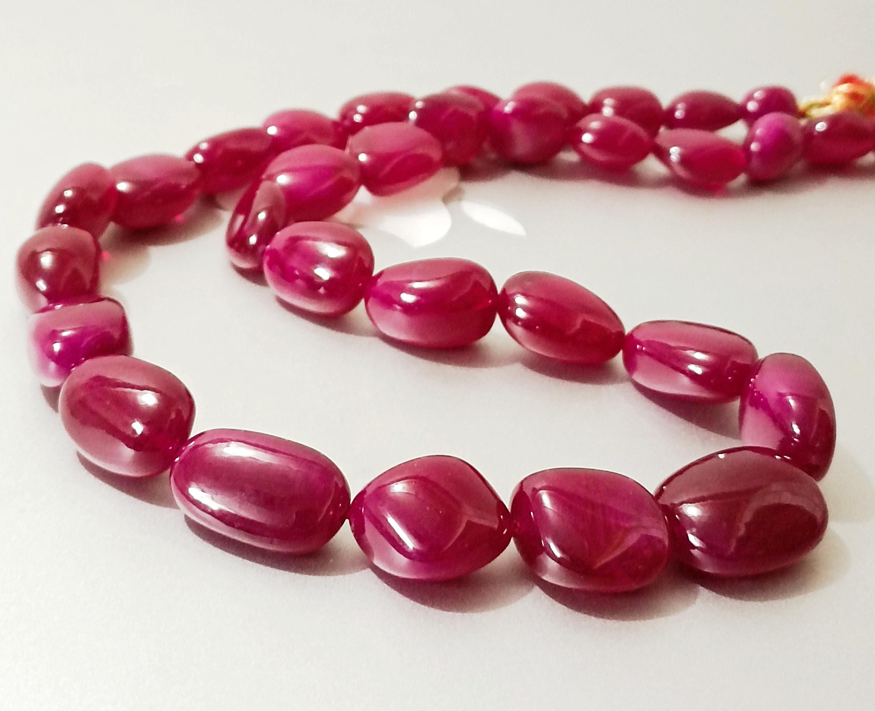 Extremely Gorgeous- Rarest Ruby Smooth Oval Tumble Beads Natural Ruby ...