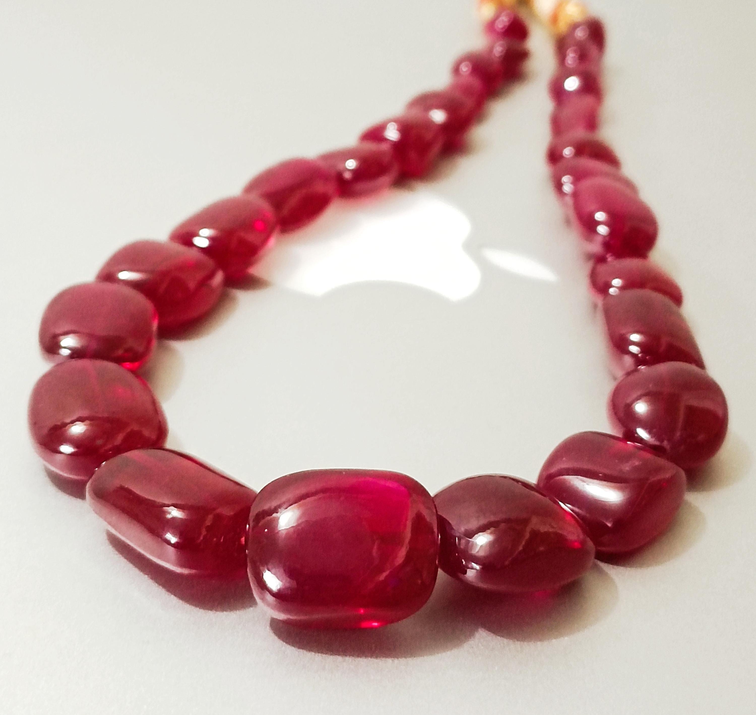 Extremely Gorgeous- Rarest Ruby Smooth Oval Tumble Beads Natural Ruby ...