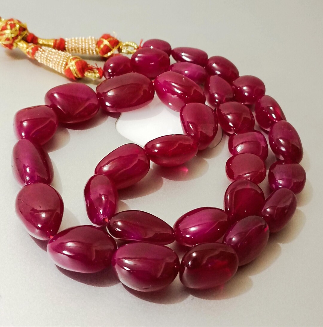 Extremely Gorgeous- Rarest Ruby Smooth Oval Tumble Beads Natural Ruby ...
