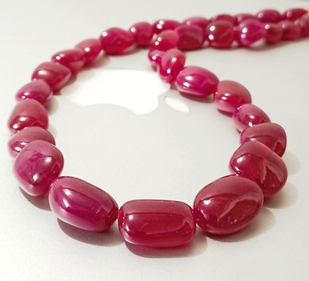 Aaaa++very Rare Ruby Smooth Oval Tumble Beads Natural Ruby Gemstone ...