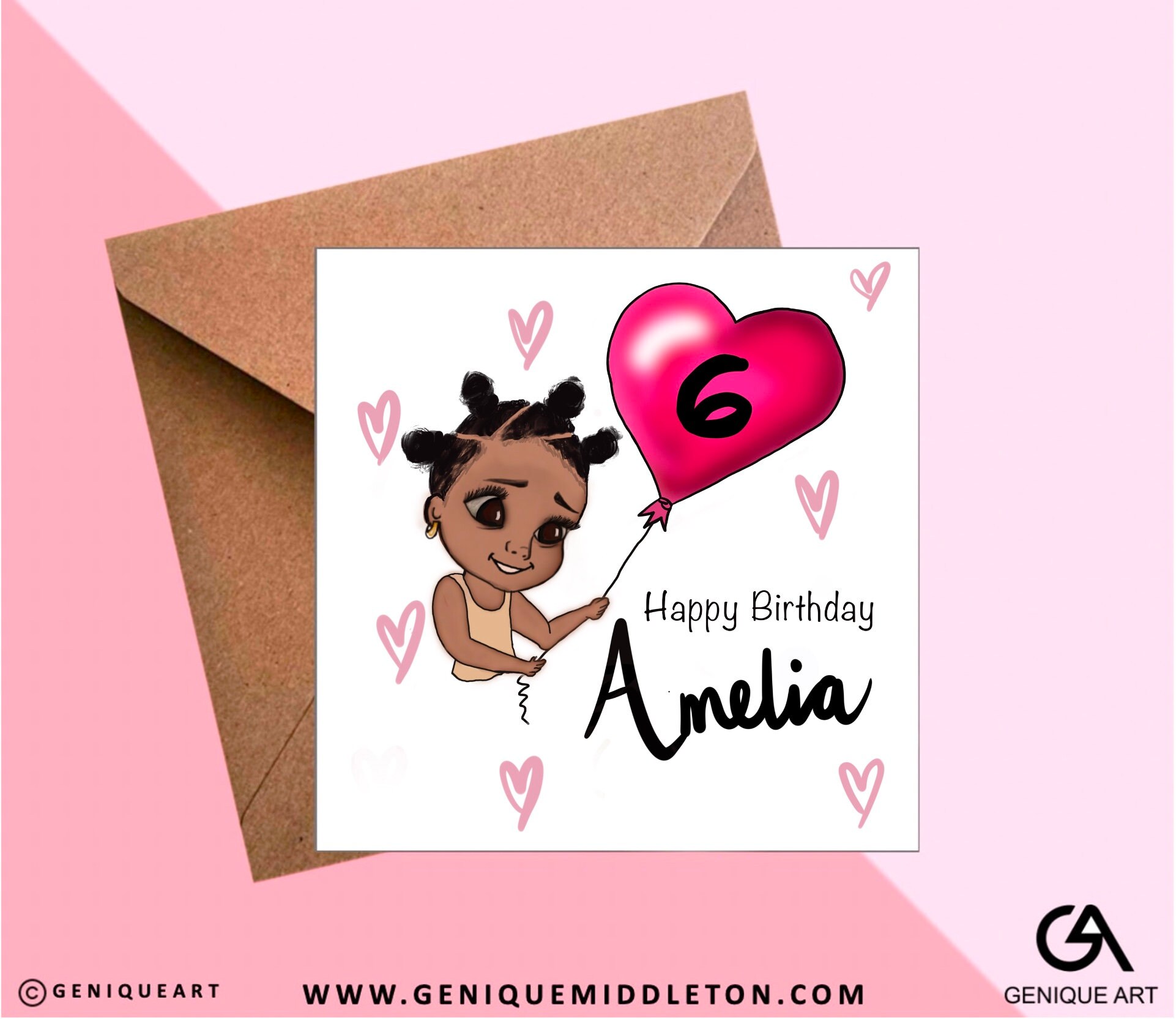 Black Girl (caramel) Bantu Knots - Birthday Personalised Name / Age ...