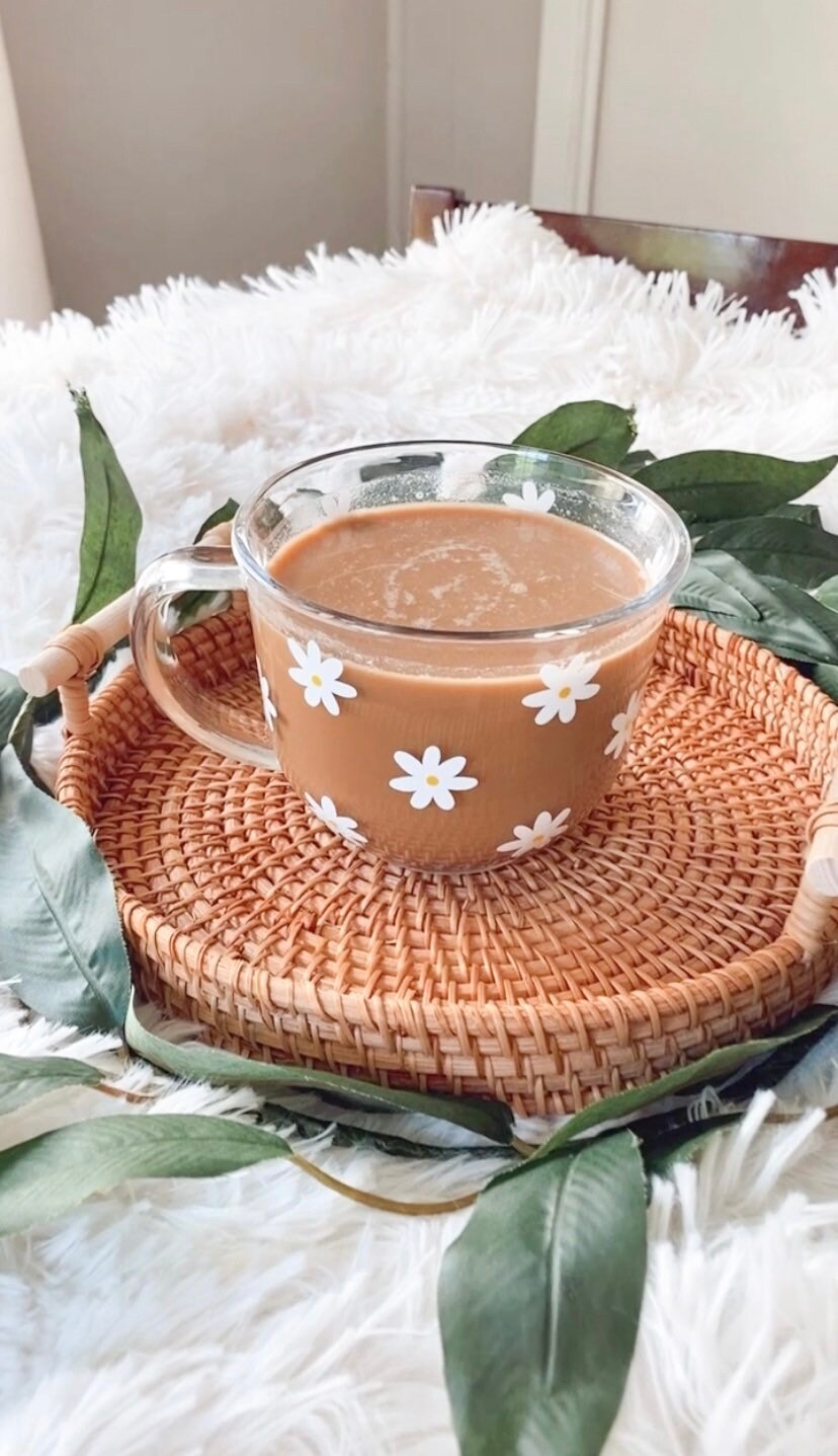 Retro Flower Cute Coffee Mug Clear Boho Glass 18 Oz Coffee Etsy