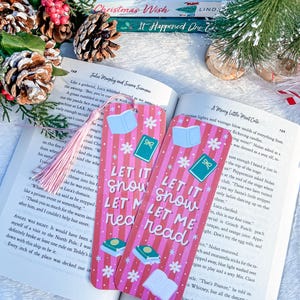 Let It Snow Let Me Read Booktok Bookmark | Cute Winter Book Lover ...