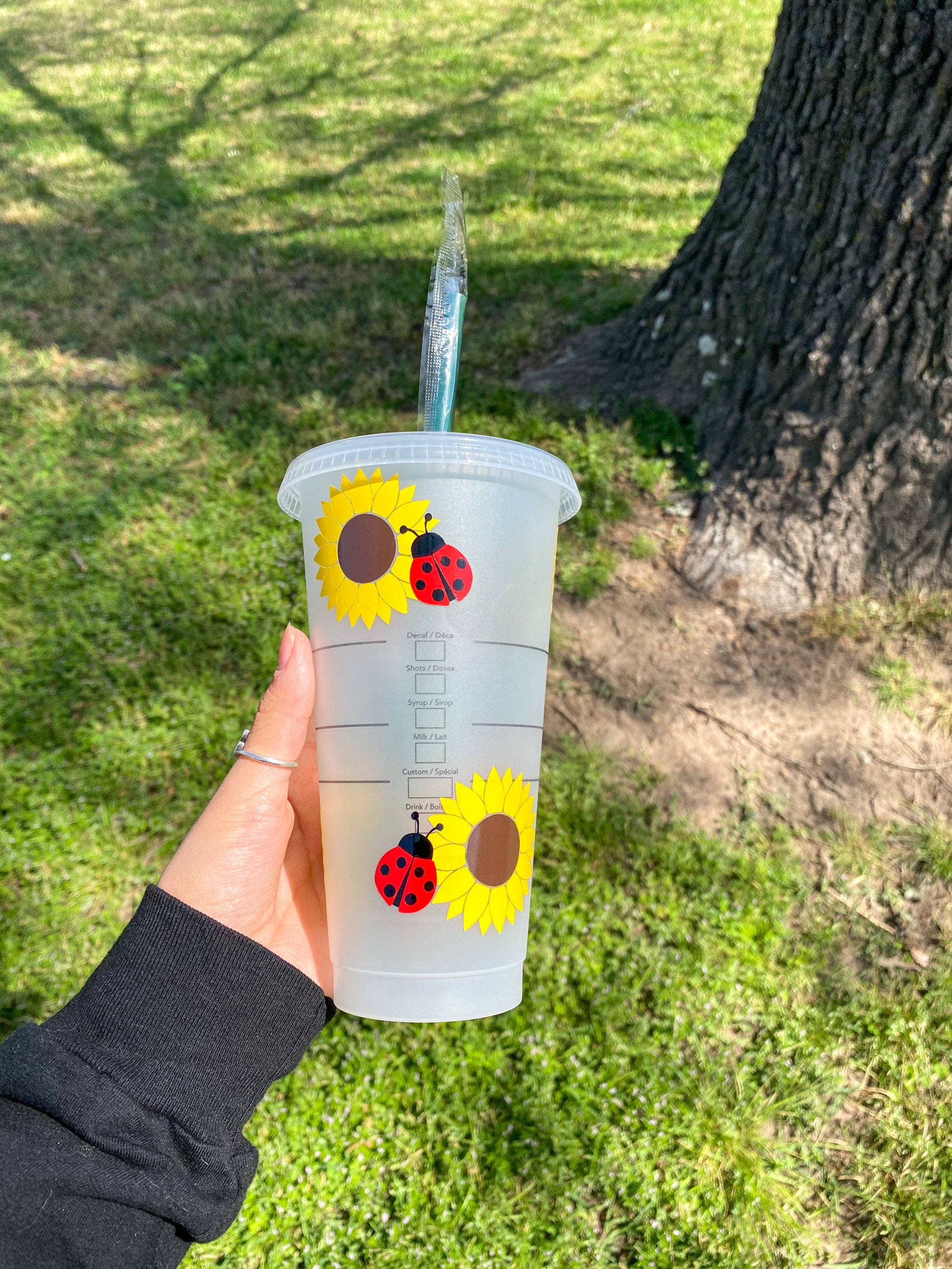 Sunflower & Lady Bug Starbucks Cup Sunflower and Flower Gift - Etsy