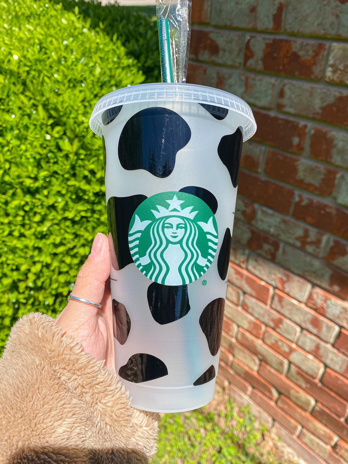 Cow Print Reusable Starbucks Iced Coffee Tumbler - Etsy
