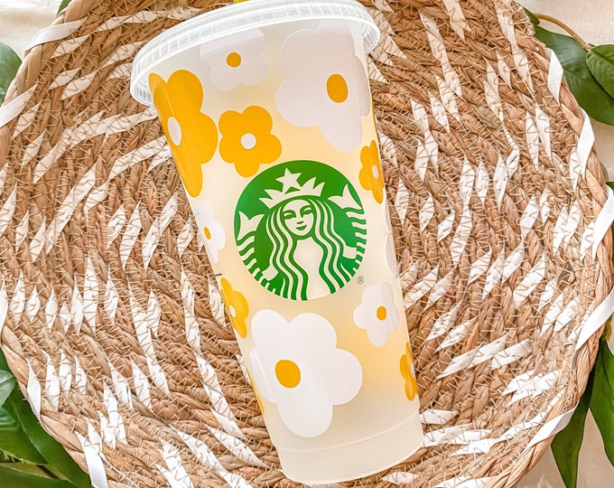 Retro Flower Cute Coffee Mug Clear Boho Glass 18 Oz Coffee Etsy