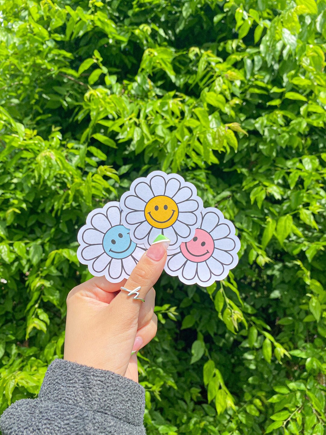 3 Pack Smiling Daisy Stickers | Waterproof Stickers | Positivity ...