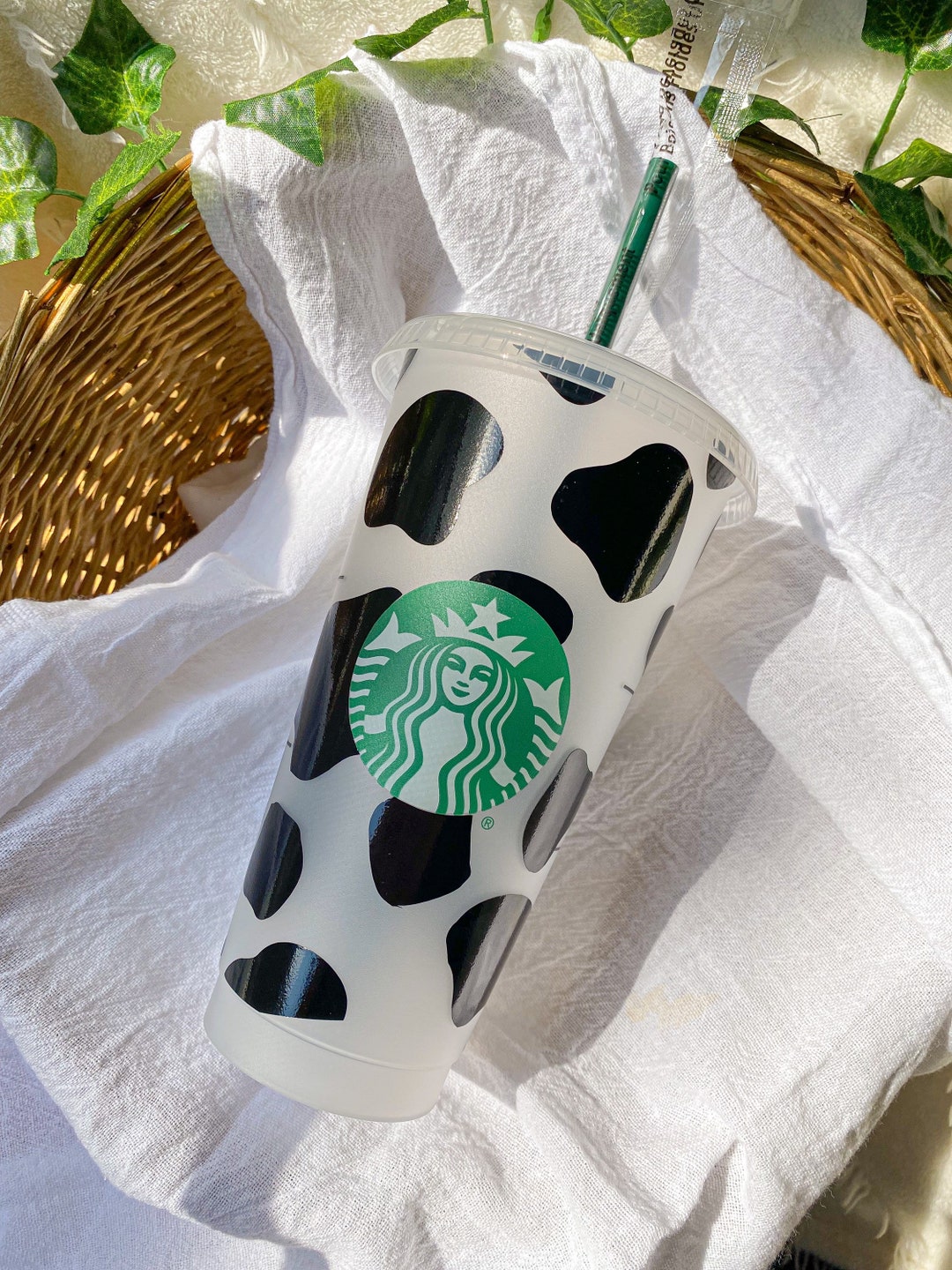 Cow Print Reusable Starbucks Iced Coffee Tumbler - Etsy