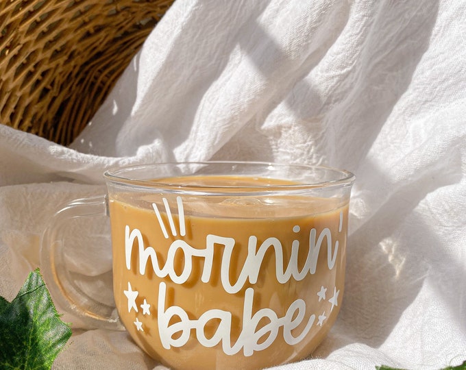 Retro Flower Cute Coffee Mug Clear Boho Glass 18 Oz Coffee Etsy