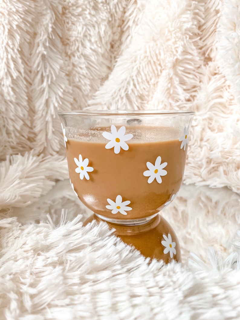 Retro Flower Cute Coffee Mug Clear Boho Glass 18 Oz Coffee Etsy