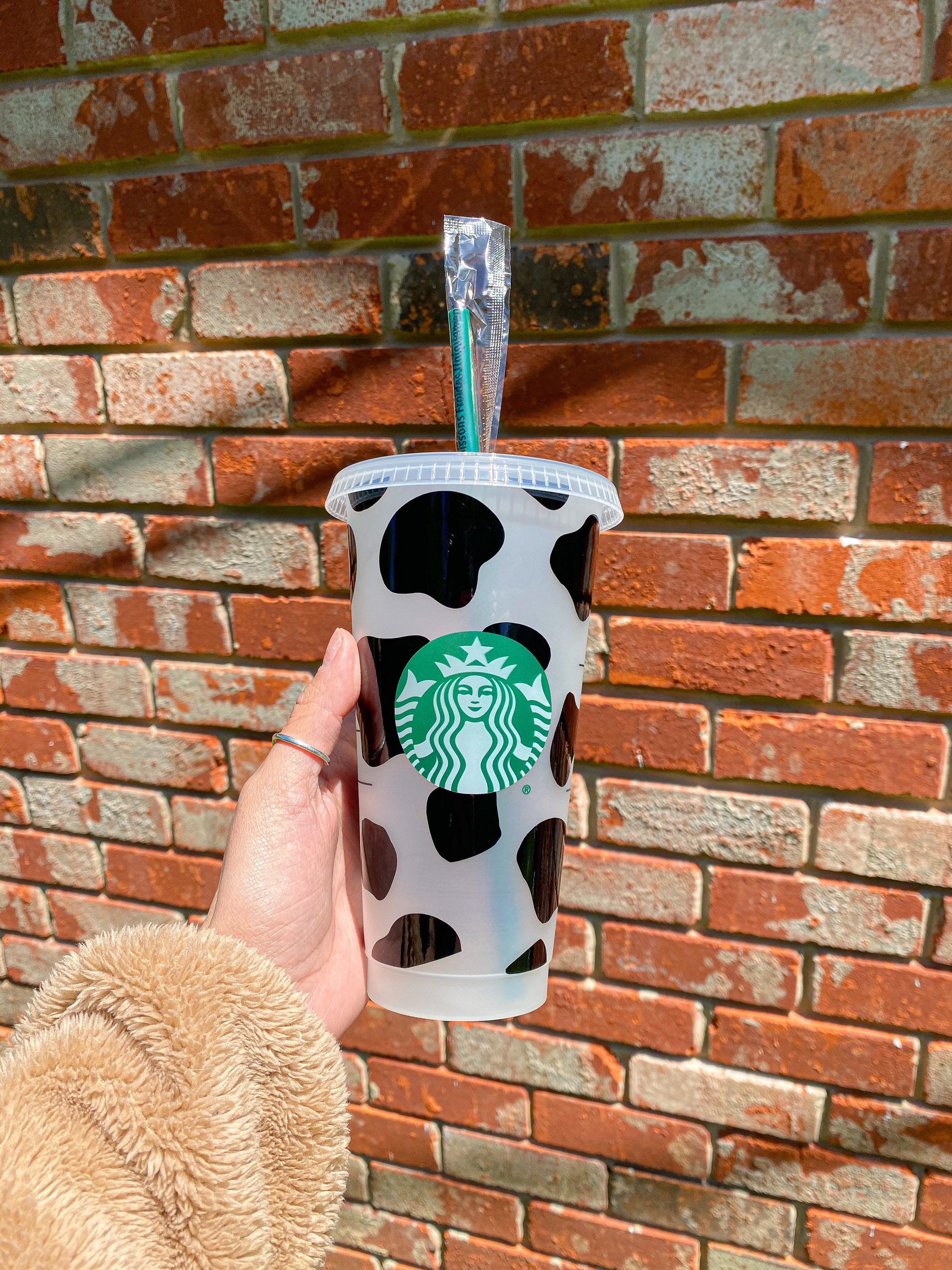 Cow Print Reusable Starbucks Iced Coffee Tumbler - Etsy