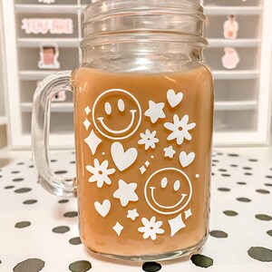Trendy Fun Smiley Face 16oz Glass Coffee Jar - Etsy
