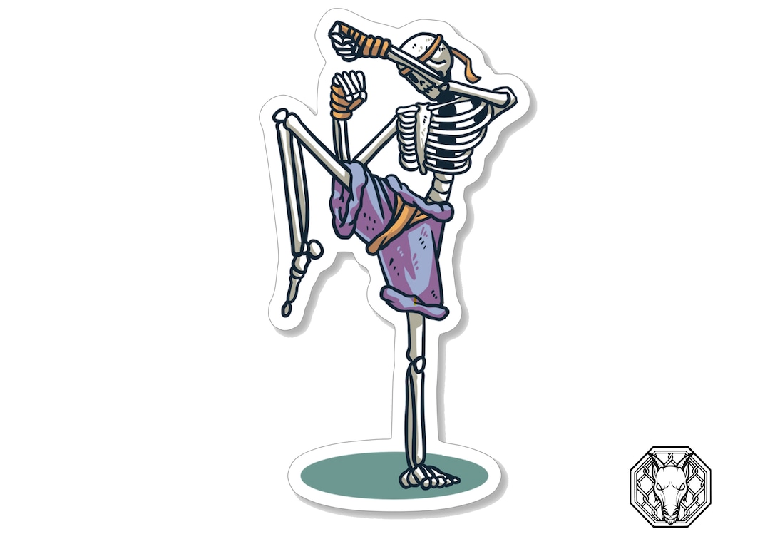 Muay Thai Skeleton Kick Sticker | Glossy Vinyl Stickers | Die Cut ...
