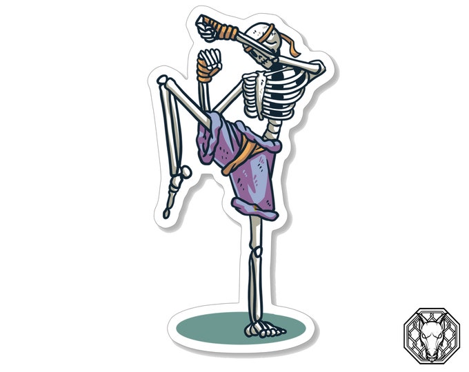 Muay Thai Skeleton Kick Sticker | Glossy Vinyl Stickers | Die Cut ...
