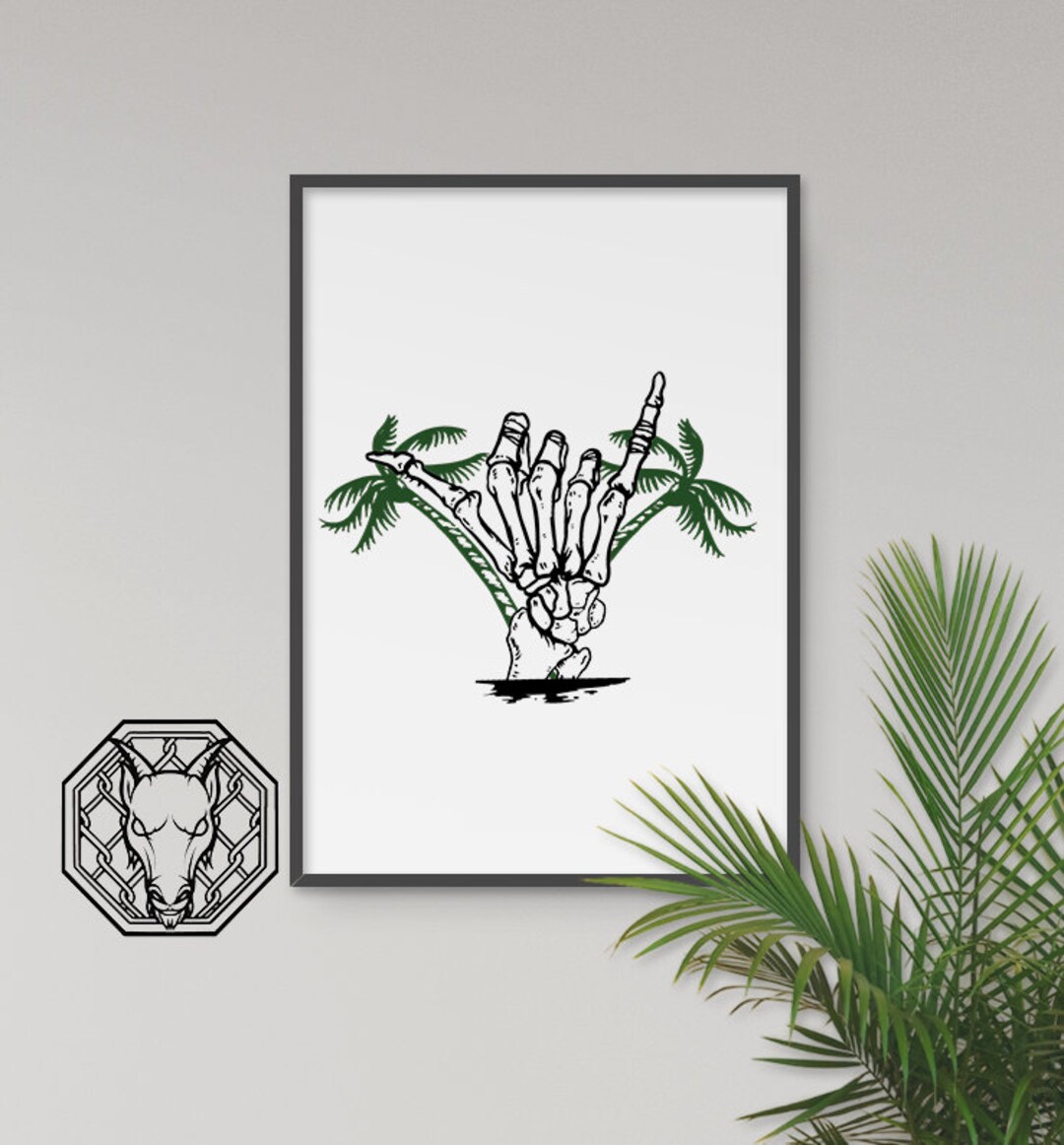 Skeleton Shaka Hand Jiu Jitsu Wall Art Print Unframed Print Gym Prints ...
