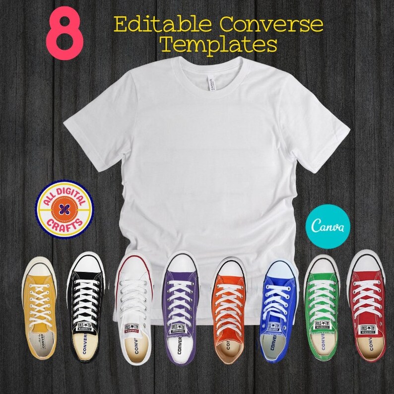 White T-shirt and Converse Mockup - Canva - Etsy