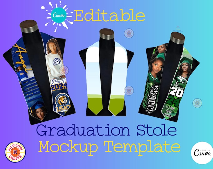 Graduation Stole Template | Grad Sash Design Editable in Canva | Svg ...