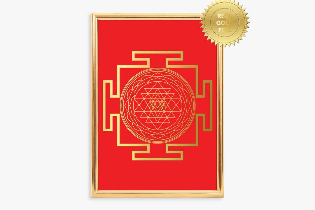 Gold Foil, Sri Yantra, Tripura Sundari, Wall Art, Fine Print, Frame Not ...