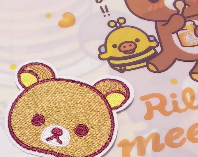 Cute Bear Patch, Embroidery Iron on Patch Kawaii, Japanese Bear Embroidery, Brown Bear Iron on ...