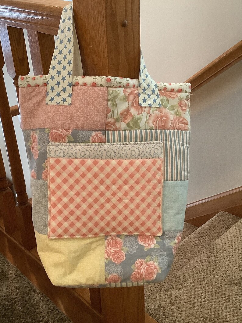 Quilted Tote Bag Large Deep Bag Two Pockets Fully Lined One of - Etsy