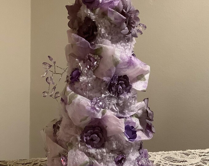 Lavender Tabletop Christmas Tree Fairy Lights Beautiful Flowers Sparkle ...