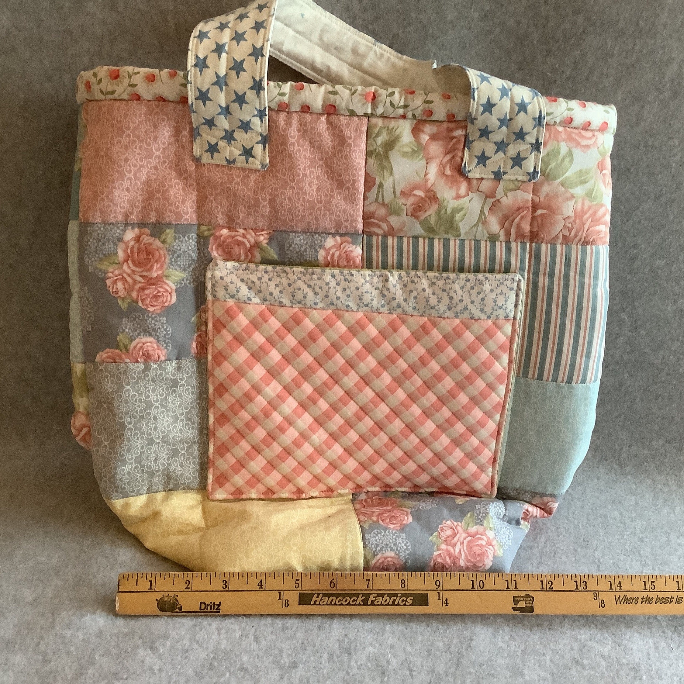 Quilted Tote Bag Large Deep Bag Two Pockets Fully Lined One of - Etsy