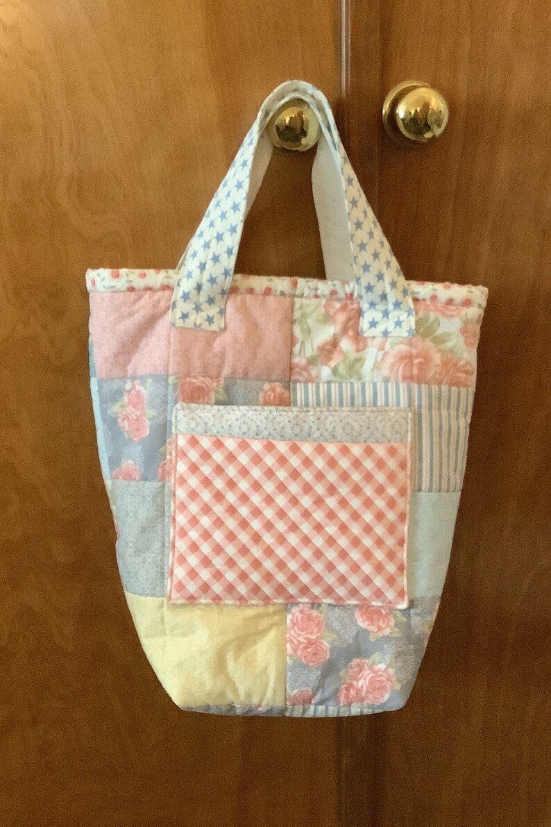 Quilted Tote Bag Large Deep Bag Two Pockets Fully Lined One of - Etsy
