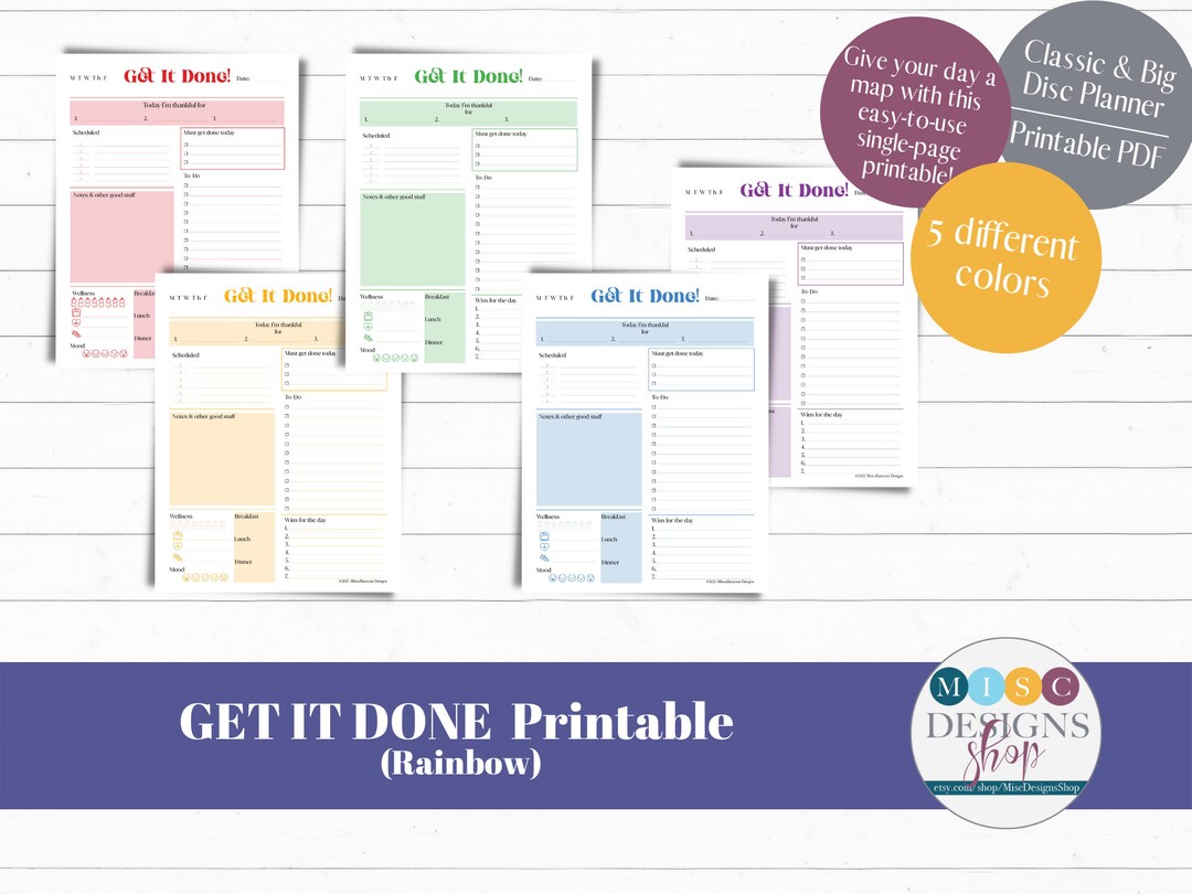 Get It Done Printable - Rainbow Colorway - Etsy
