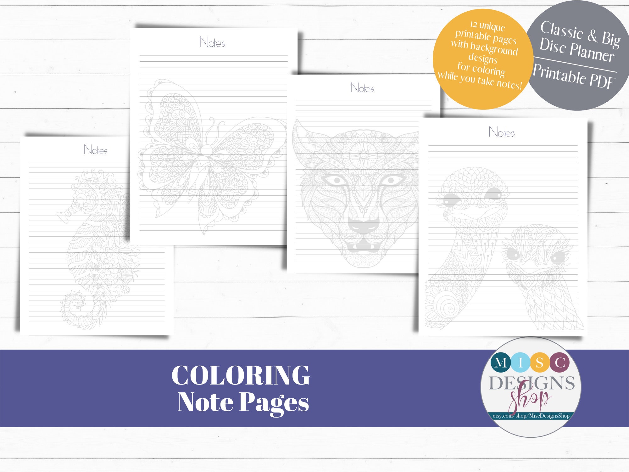 Coloring Notepage Printables Animals - Etsy
