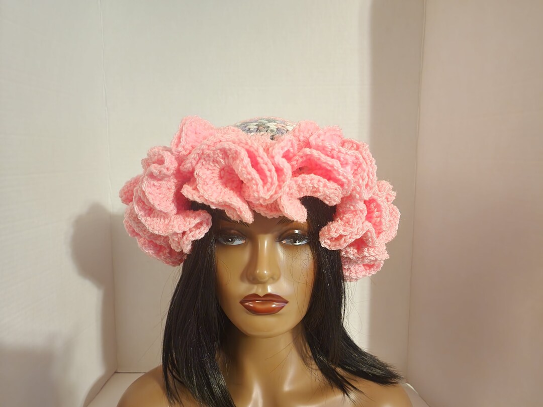 Crochet Pink Ruffle Hat - Etsy