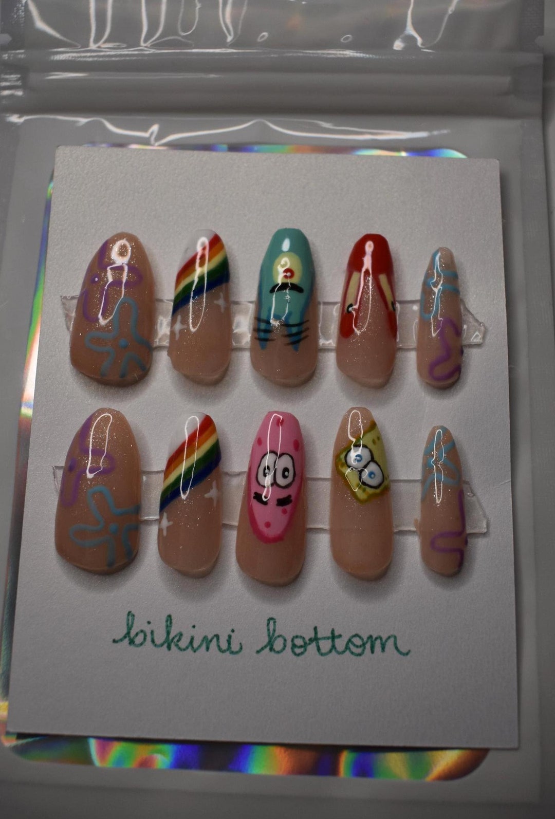 Spongebob Inspired Custom Press-on Nails - Etsy