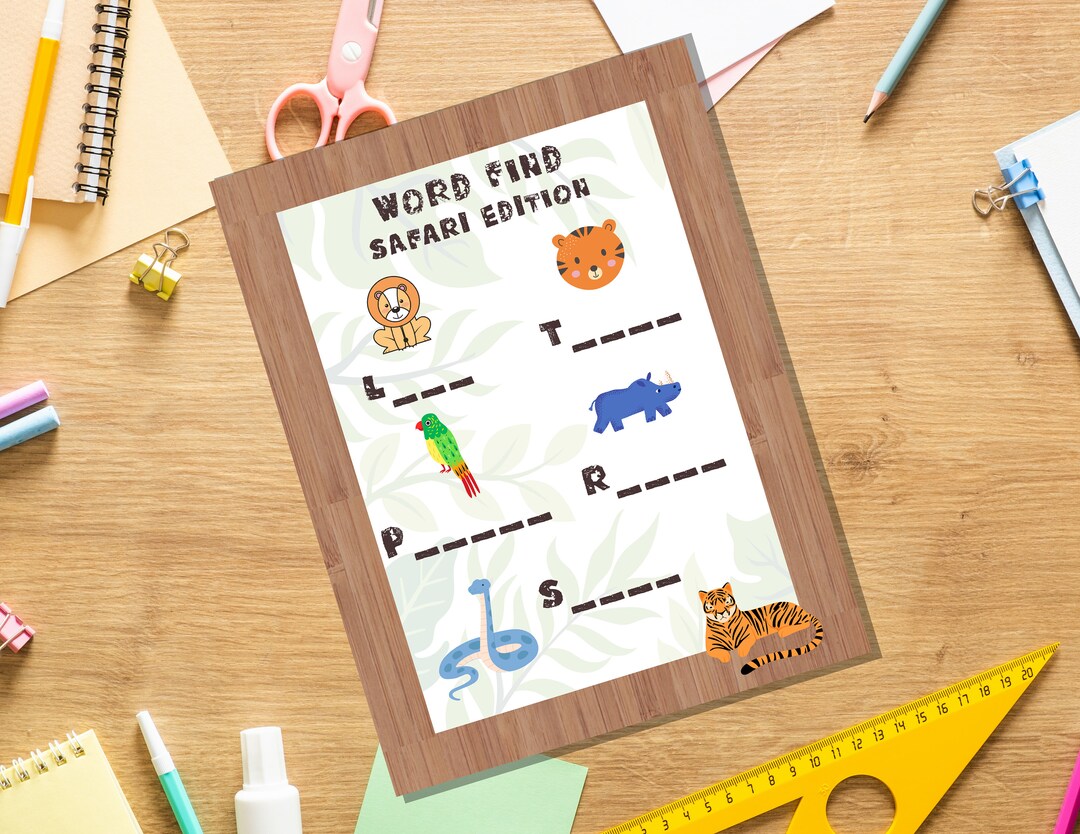 Safari Word Find Activity - Etsy