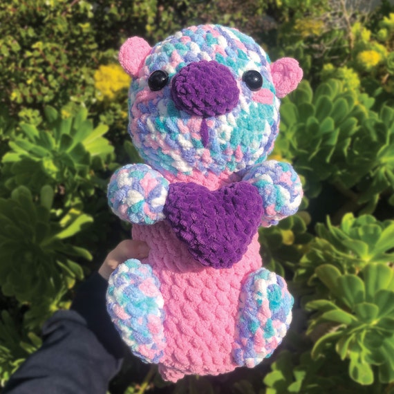 Cute Crochet Otto the Otter Plushie Toy Pink/pruple - Etsy